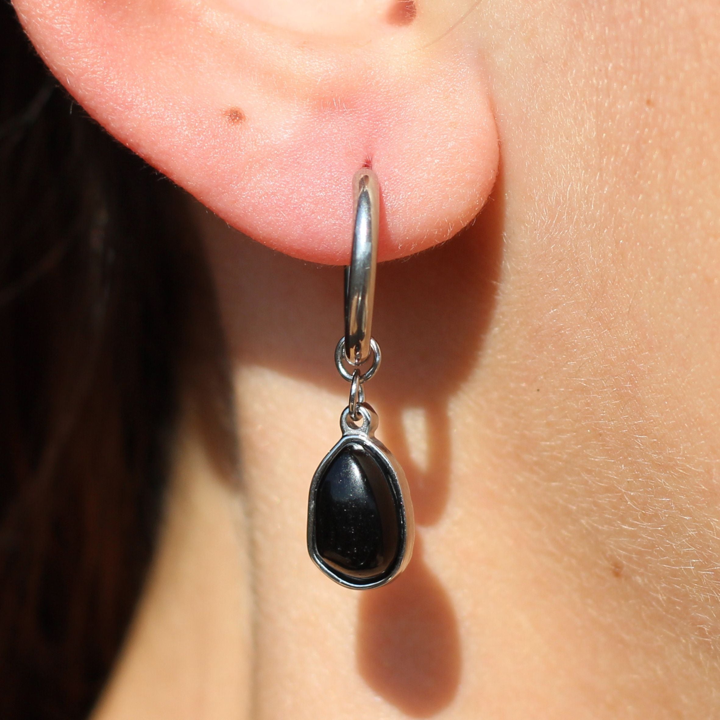 Obsidian Drop Earrings | Otter Spirit | Natural Gemstones