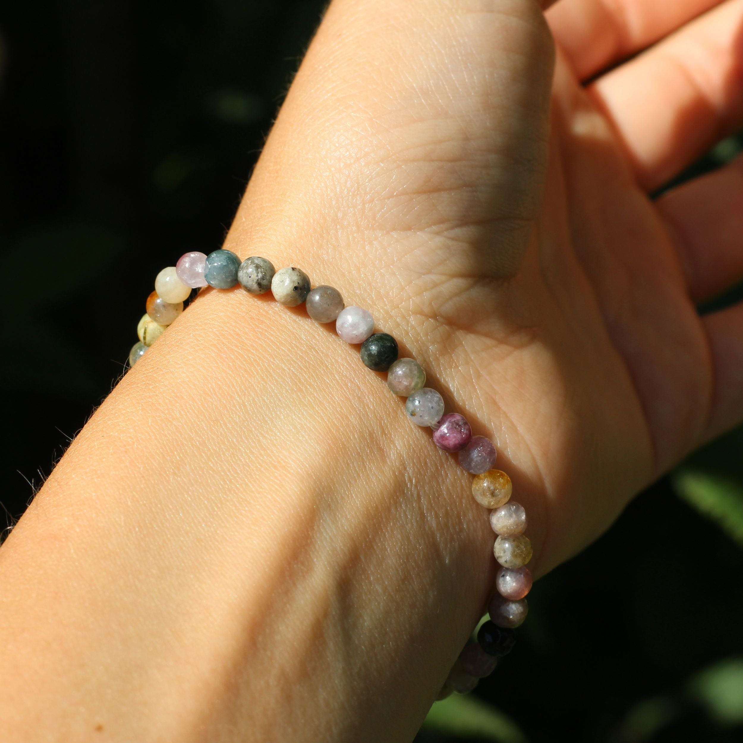 Rainbow Tourmaline Bracelet (Grade AAA, 4mm) | Otter Spirit | Natural ...